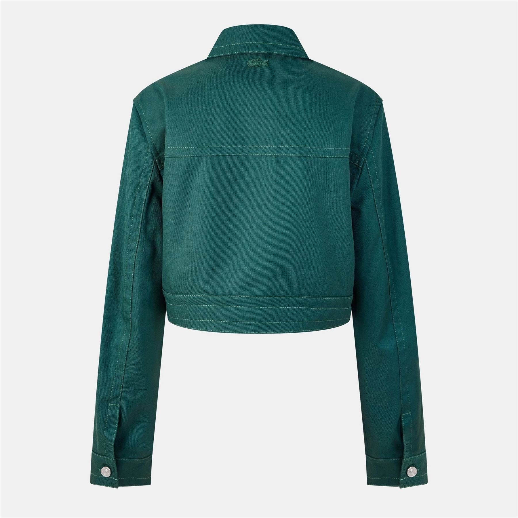 Lacoste Solid Patterned Snap Button Denim Jacket with Chest Pocket ...