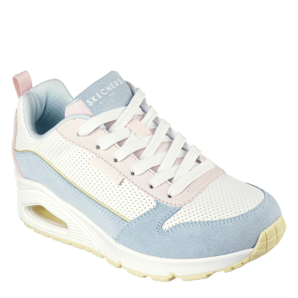 Skechers Womens And Perforated Duraleather Lace Low Top Trainers ...