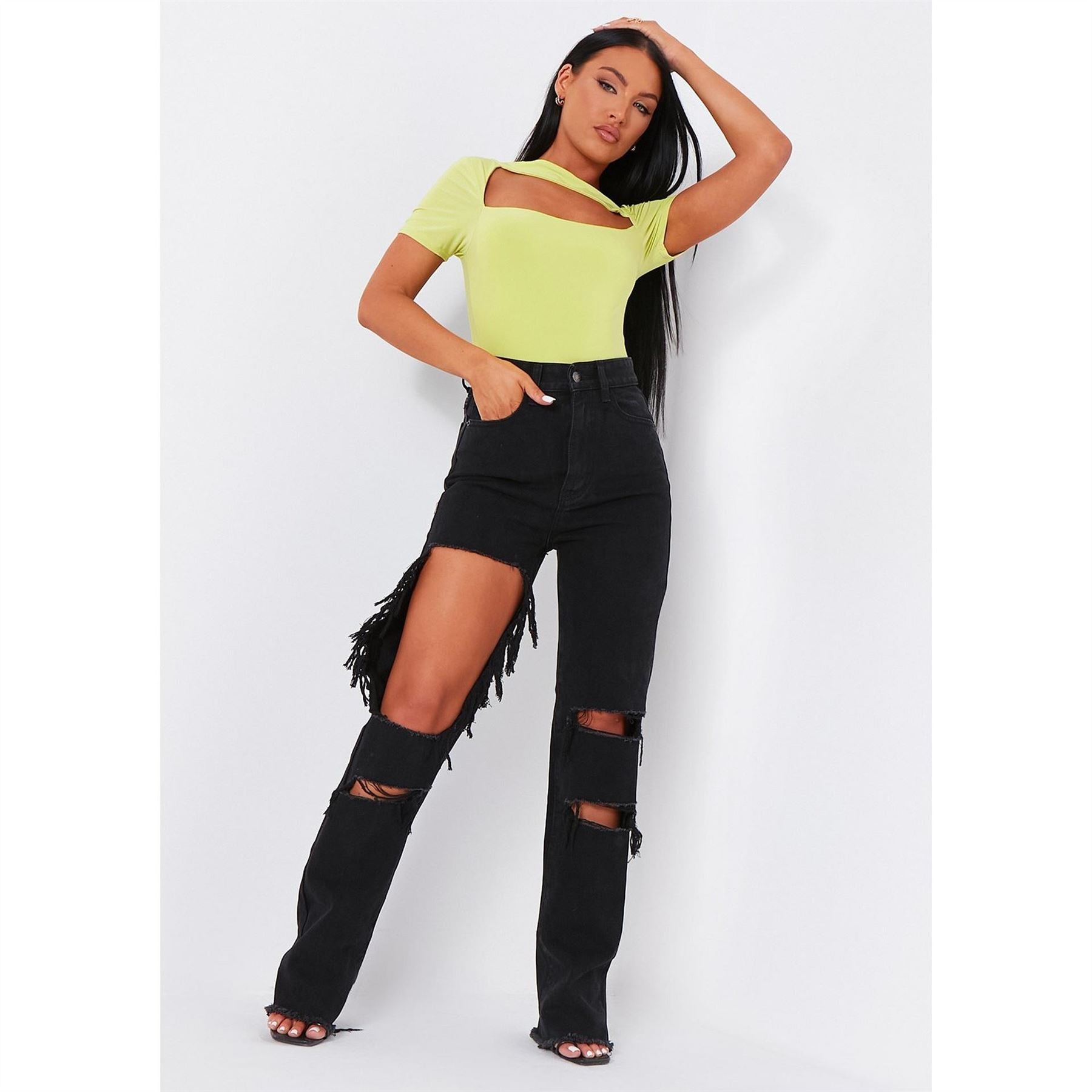 Missy Empire Waisted Cut Out Ripped Denim Jeans – Lovell Sports