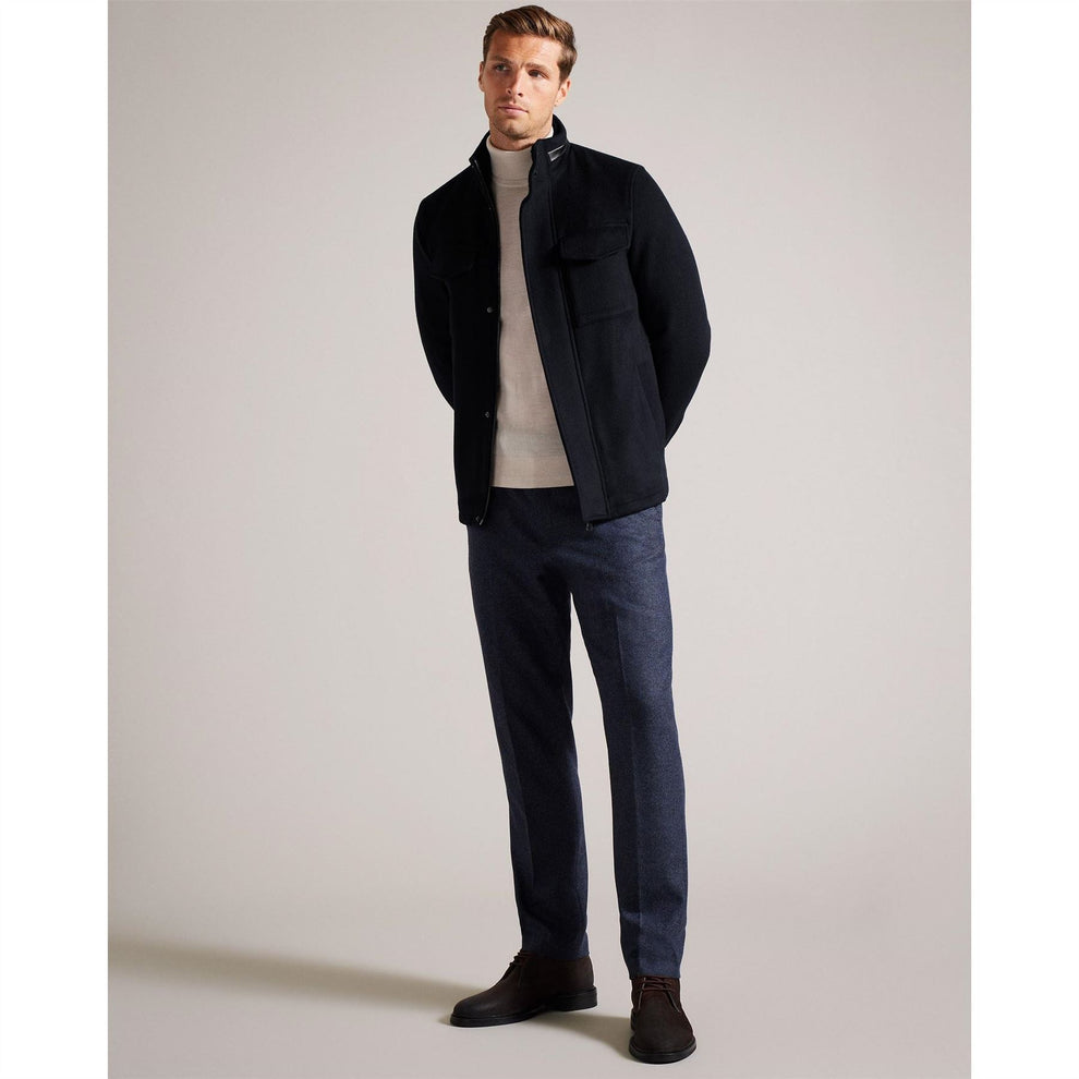 Ted Baker Solid Patterned Snap Button Flap Pocket Field Jacket – Lovell ...