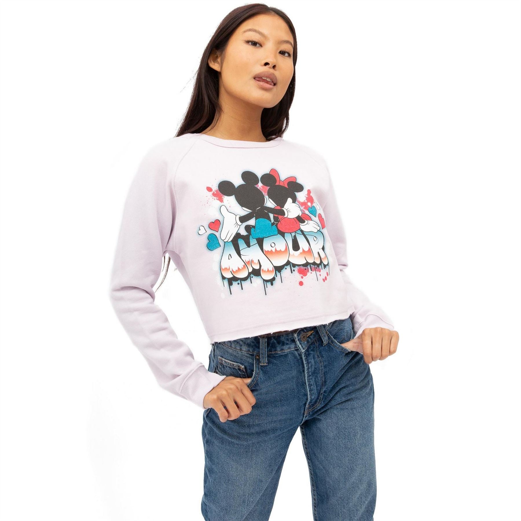 Disney Mickey Mouse Graphic Cropped Raglan Sleeve Sweater – Lovell Sports