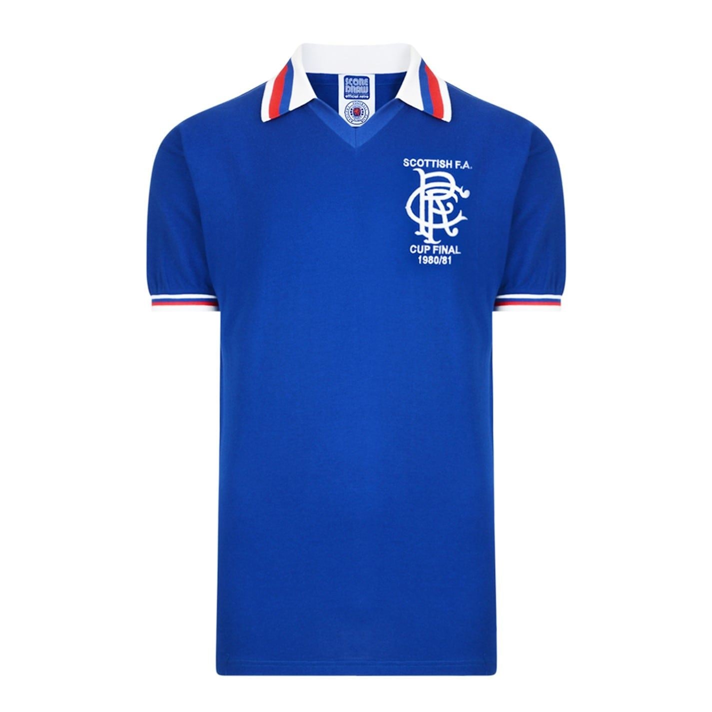 Score Draw Rangers Fc Retro Home Shirt 1981 Adults – Lovell Sports