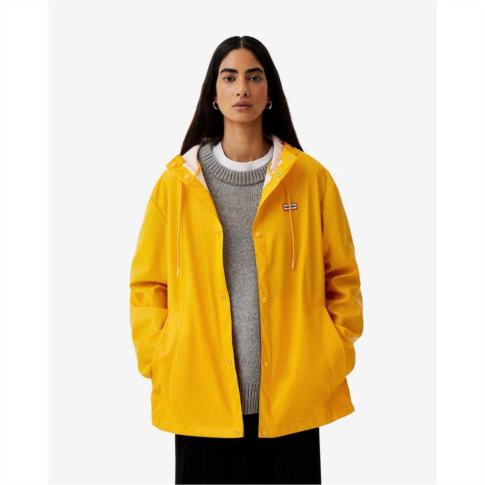 Hunter Solid Patterned Hooded Snap Button Rain Jacket – Lovell Sports