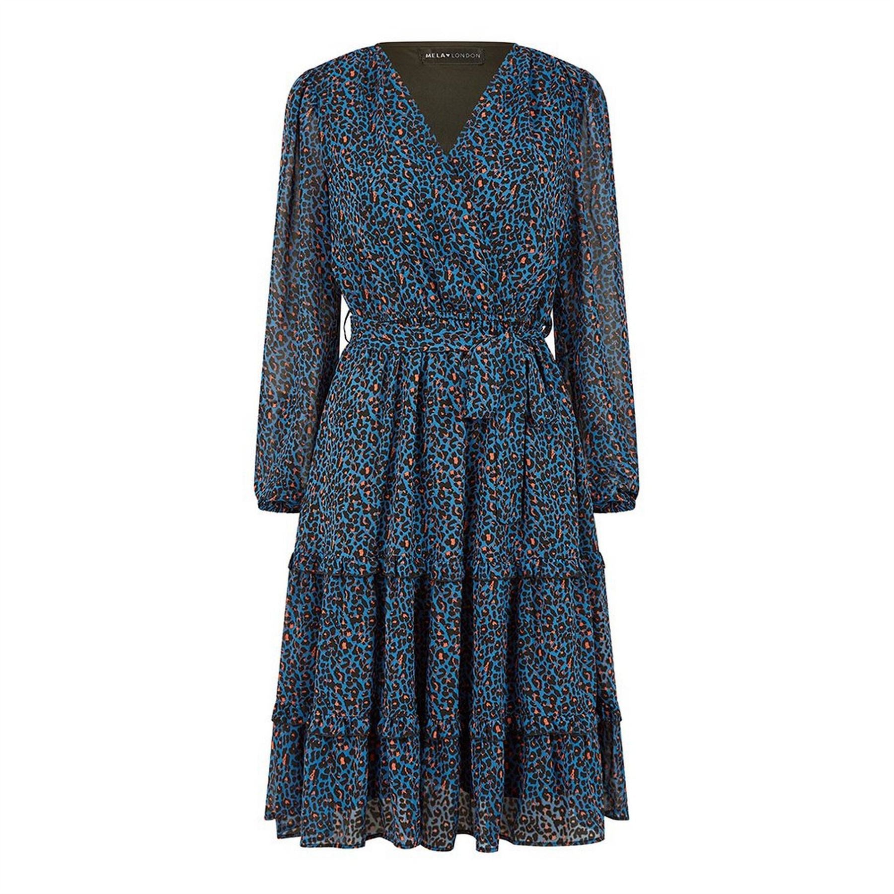 Mela London Blue Animal Print Midi Wrap Dress – Lovell Sports