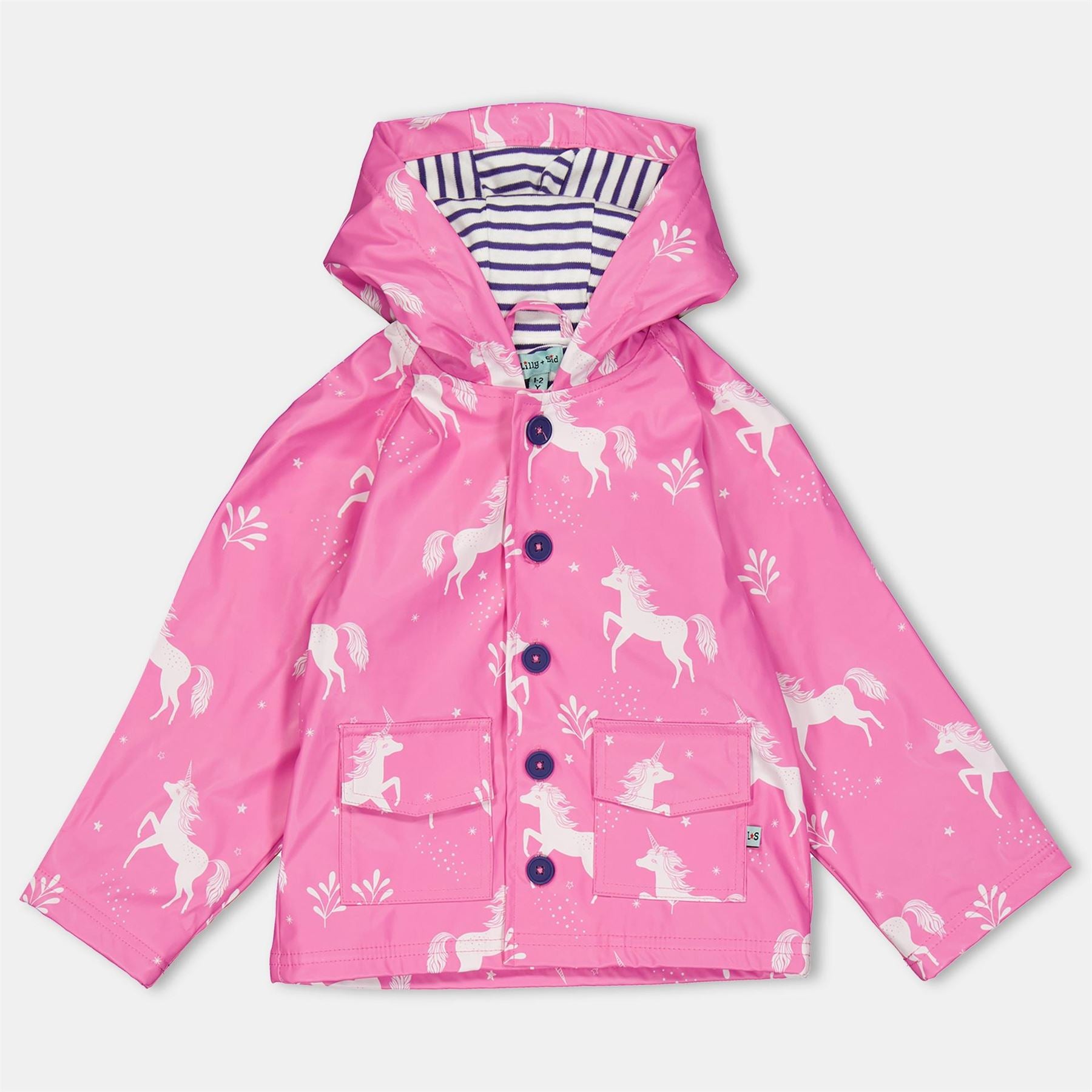 Lilly and Sid Unicorn Hooded Snap Button Animal Patterned Rain Jacket ...